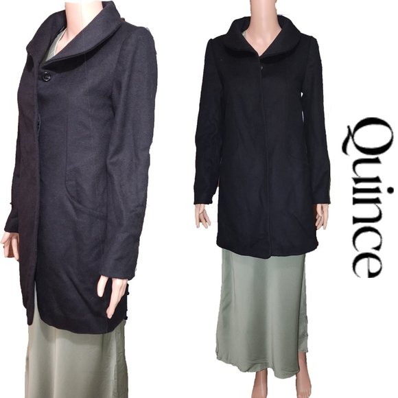 Quince | Jackets & Coats | Quince Italian Wool Cocoon Coat Nwt Black Xs ...